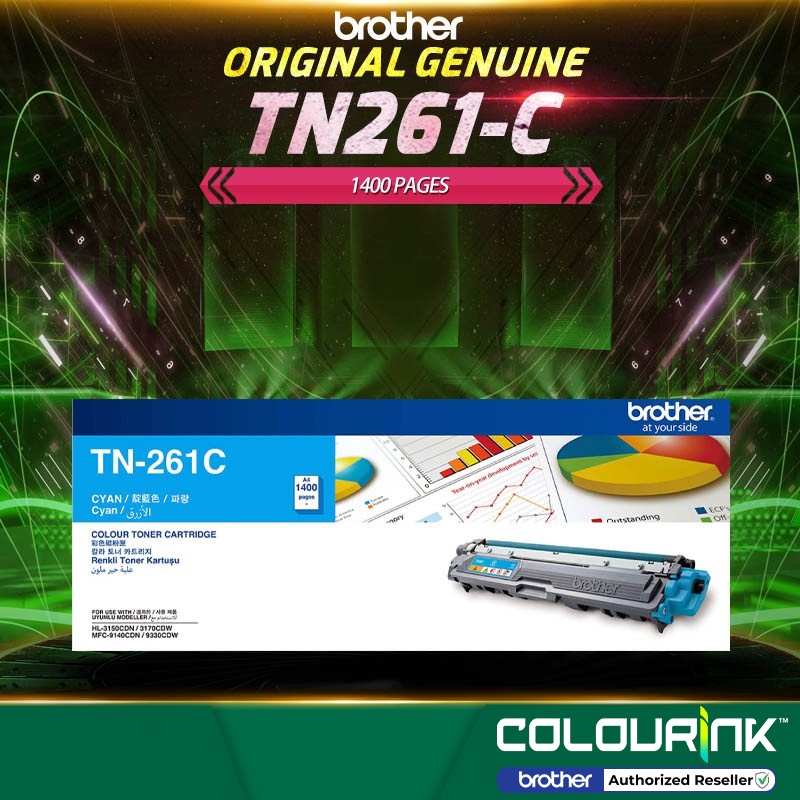 Brother Original TN-261 Cyan Toner 1.4K HL-3150CDN｜HL-3170CDW｜MFC ...