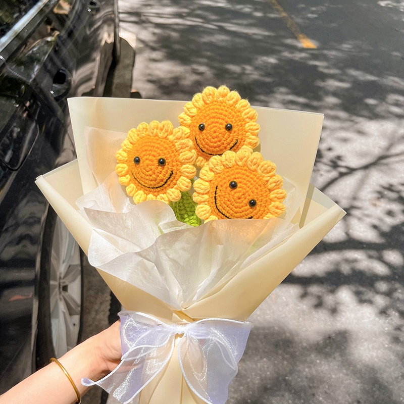 Sunflower Handmade Crochet Flowers Creative Ins Hand-woven Artificial ...