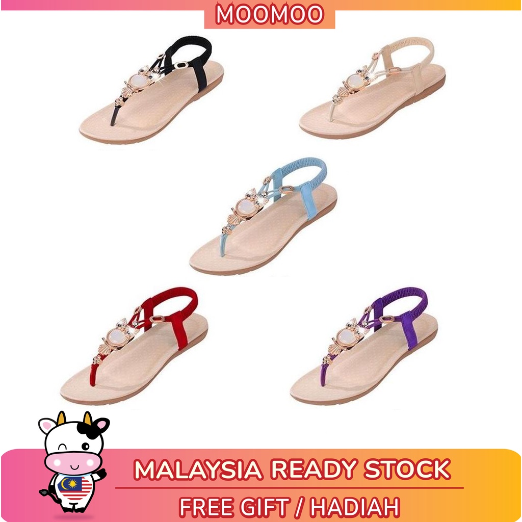 [Msia Ready Stock] MOOMOO Shinning Owl Cotton Women Casual Sandals ...