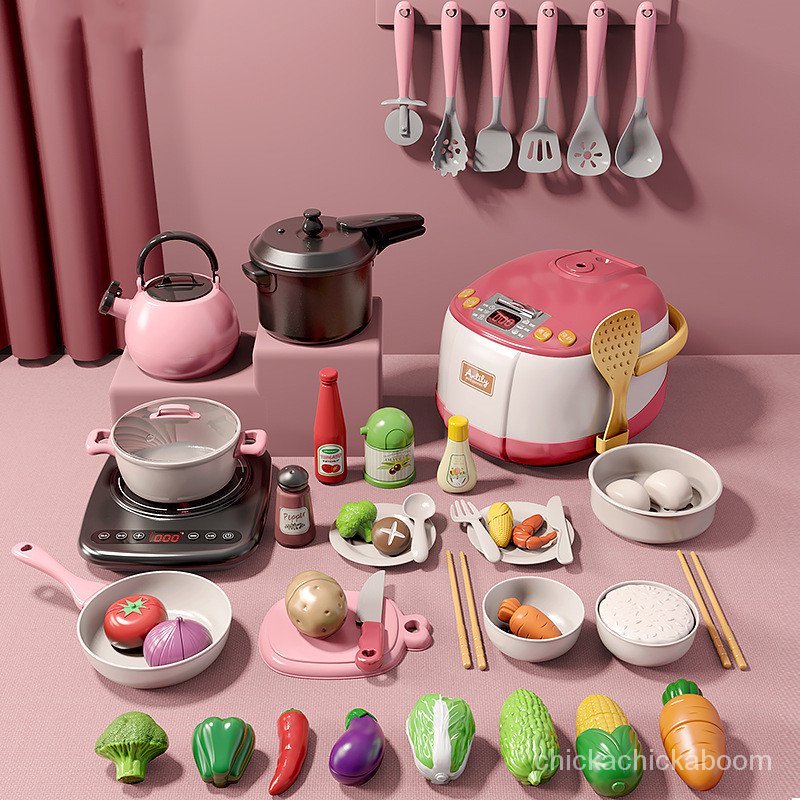 Children Cooking Pretend Play Set Kitchen Rice Cooker Induction Cooker ...