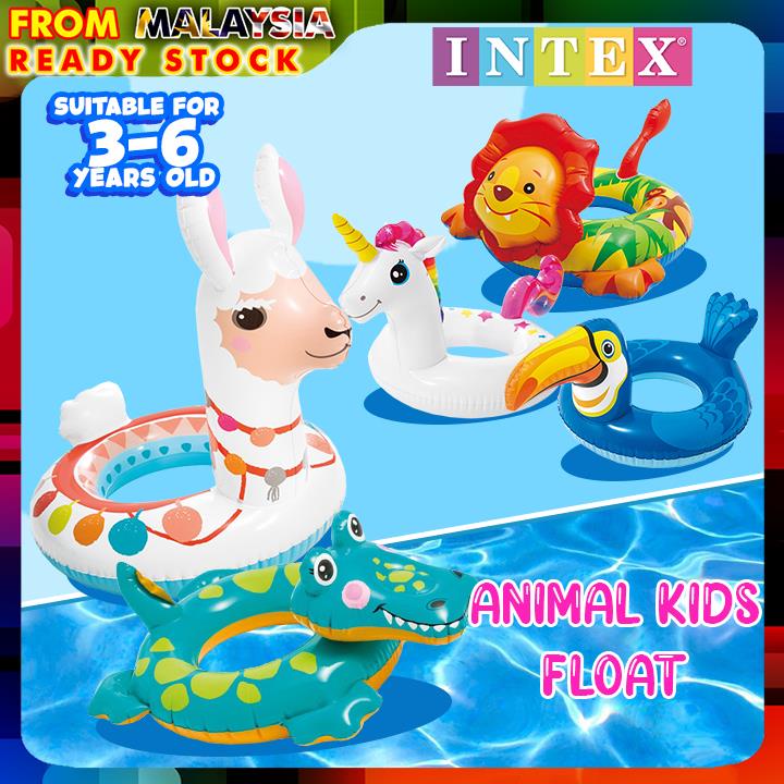 INTEX 58221 5 Design Deluxe Animal Ring Kids Float Swimming Ring ...