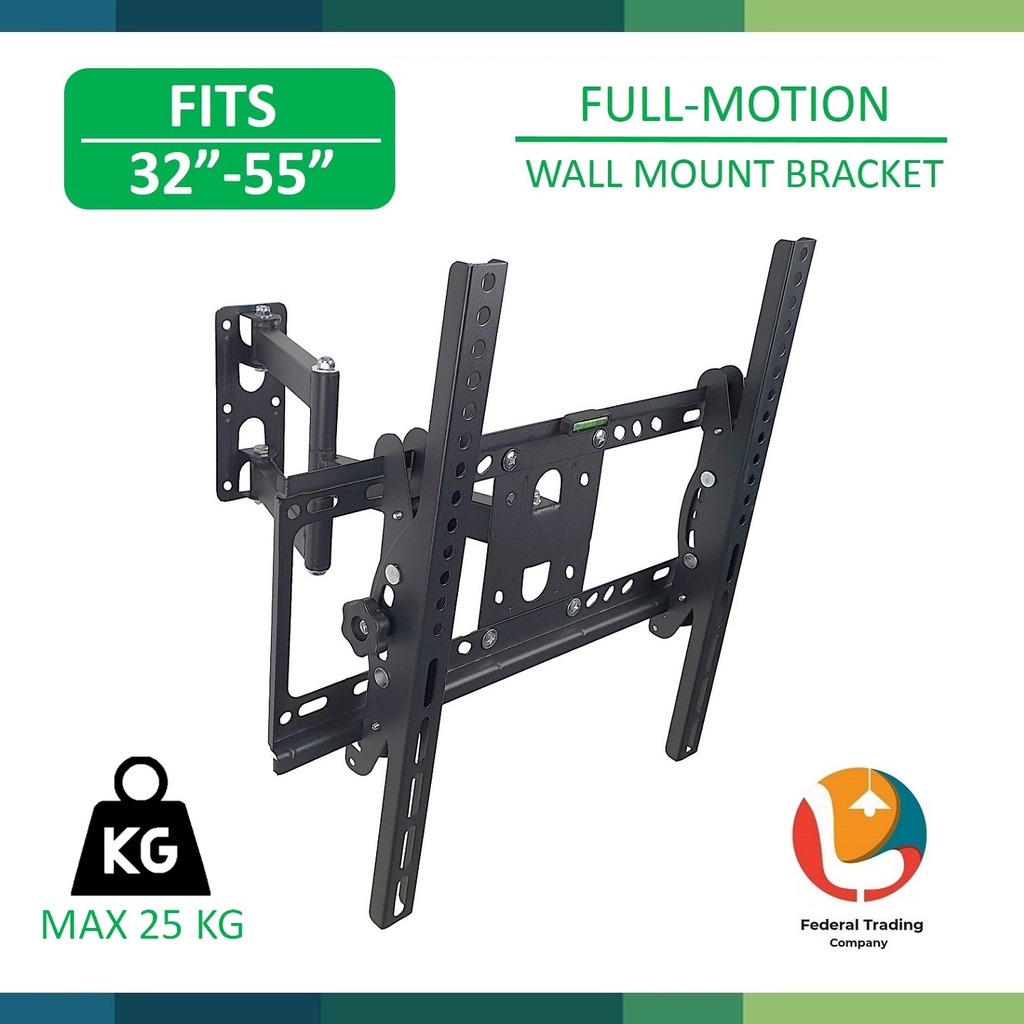 Universal 32”-55” Full Motion Double Arm Flat Panel Led Lcd Plasma TV Wall Mount Bracket (S-41 ...