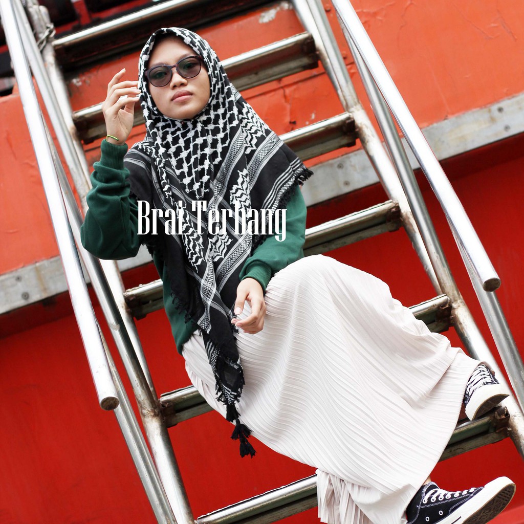 Palestinian loncer rectangular turban Hijab headscarf keffiyeh shemagh ...