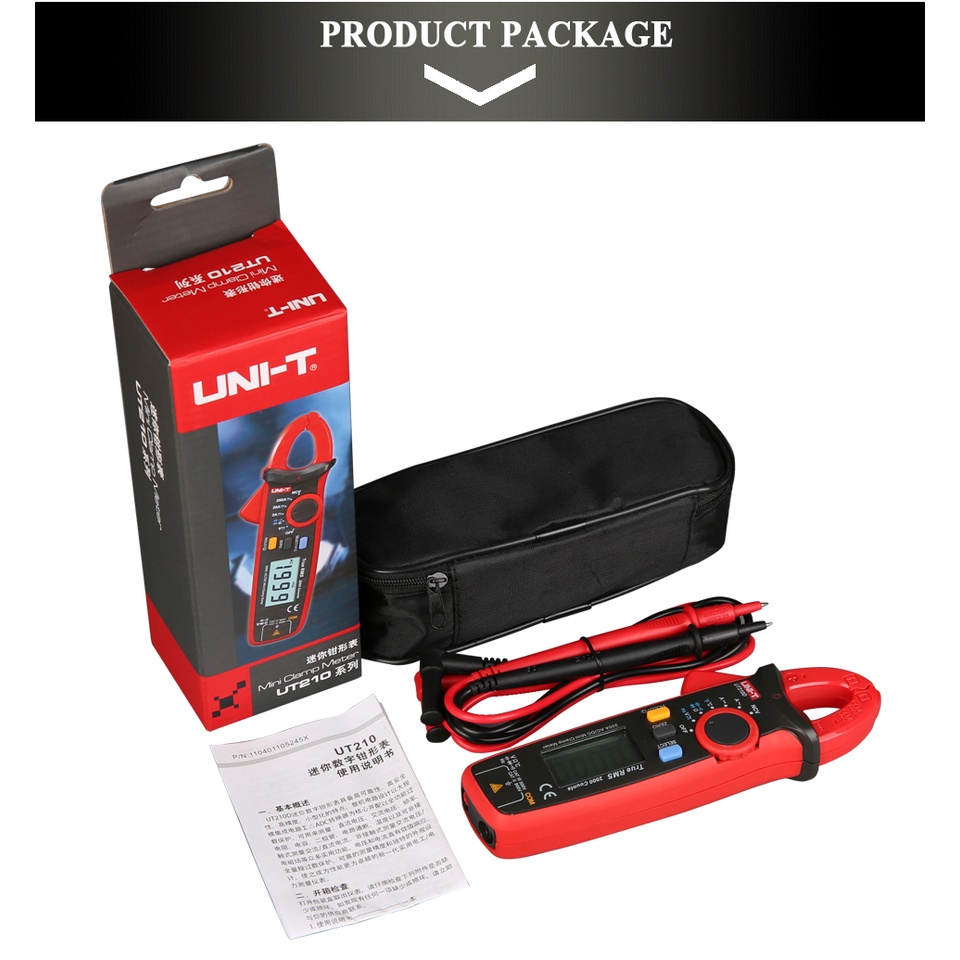UNI-T UT210E Mini Digital Clamp Meter True RMS AC DC 100A 600V Current ...