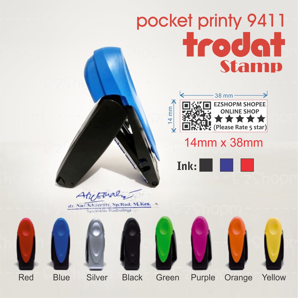 💯 Trodat 9411 pre-ink pocket Stamp (38x14mm) | Shopee Malaysia