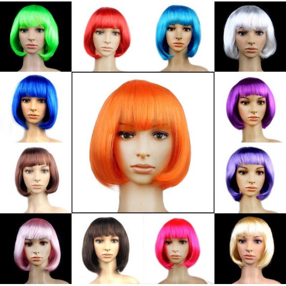 Wig Bob Wig Straight Hair Short Wig Fake Hair | Shopee Malaysia