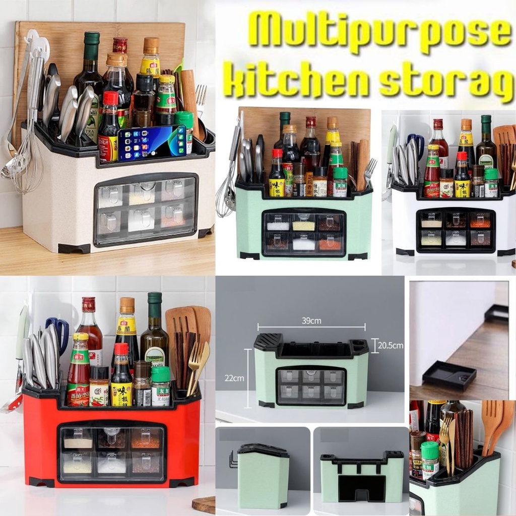 🔥Ready Stock🔥 Rak Dapur Kitchen Rack Storage Box Six Grid Condiments ...