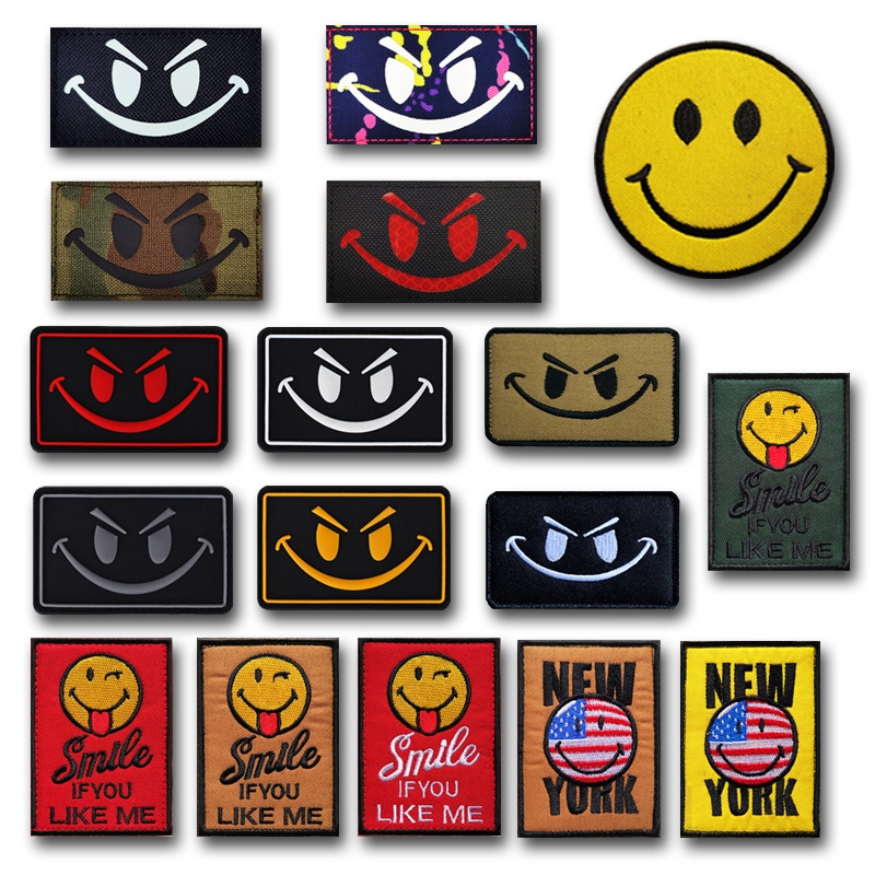 Custom patches Velcro Patches New Style Smiley Face Badge Nylon ...