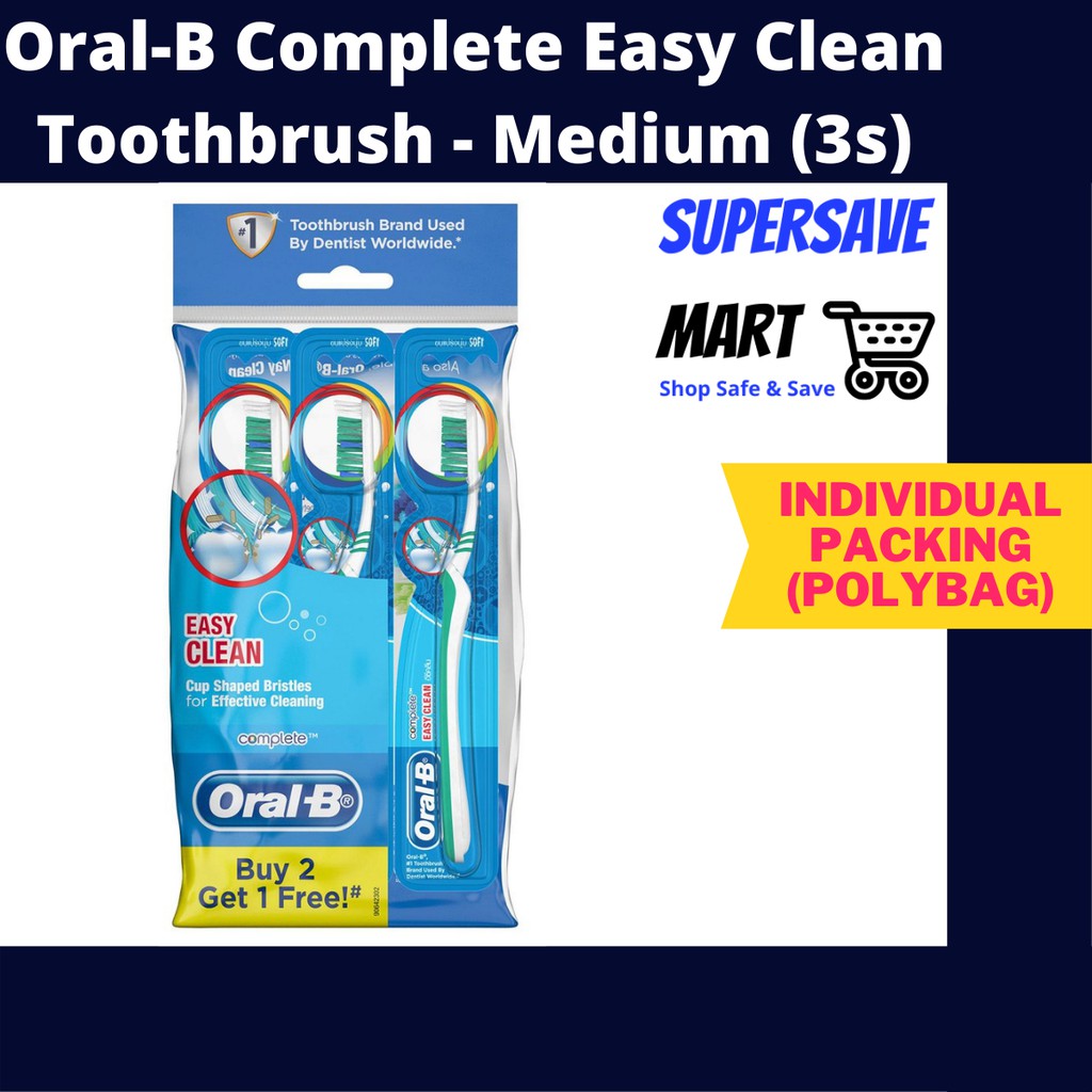 Oral-B Complete Easy Clean Toothbrush - Medium (3s polybag) | Shopee ...