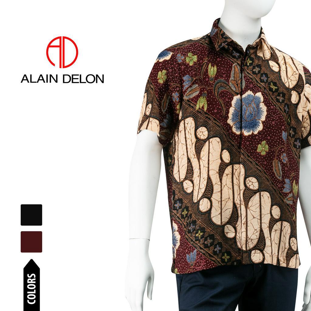 Alain Delon short sleeve batik silk look shirt - 14420024 | Shopee Malaysia