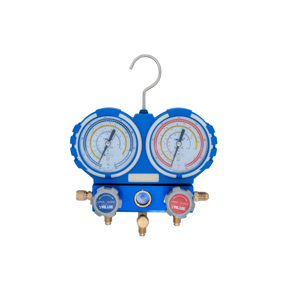 VALUE Manifold Gauge Set (VMG-2-R32-B) R32 R410A R134a R22 Air Cond Gas ...