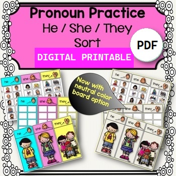 459 (PDF) Pronouns He She They Sorting Activity Boardmaker Autism ...