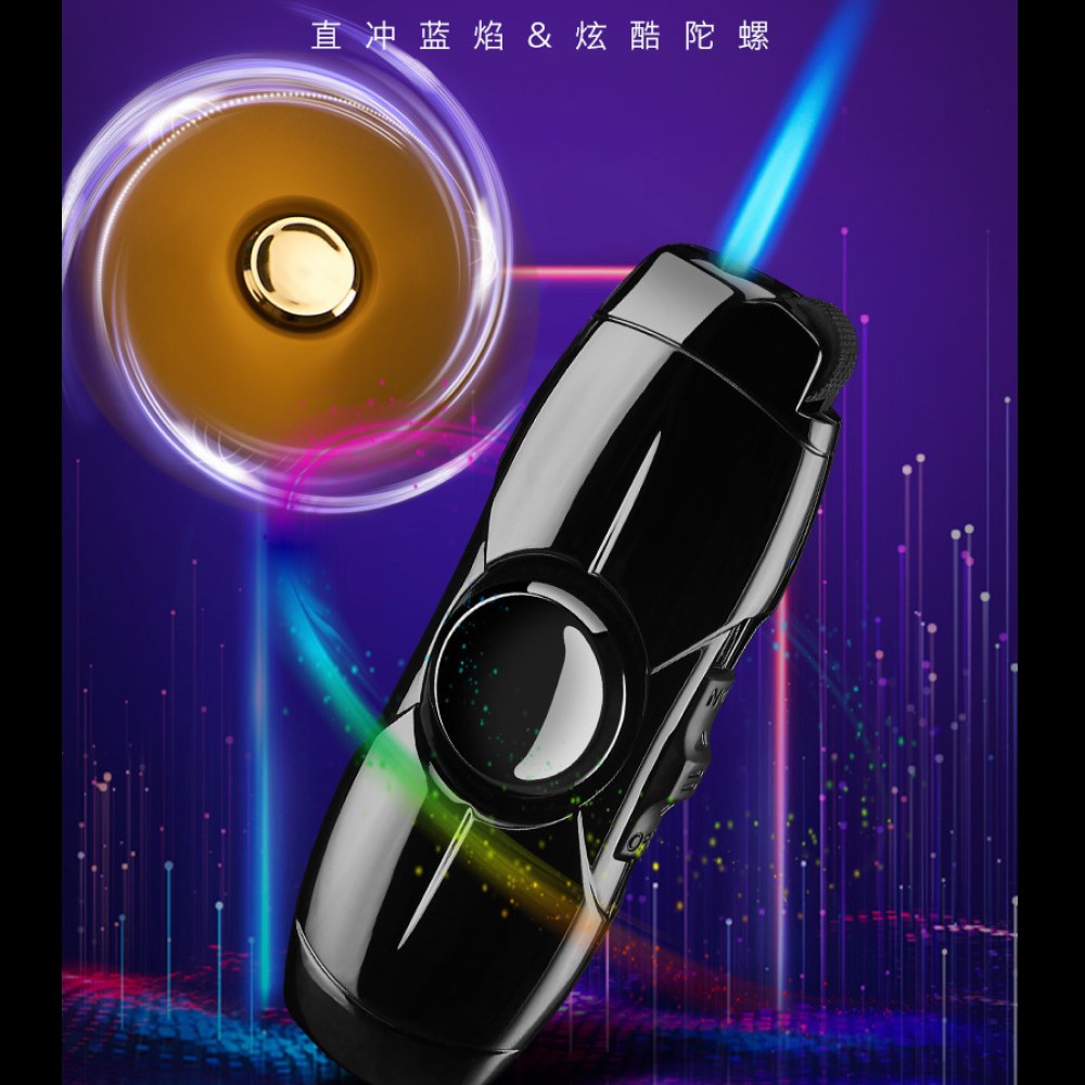 Fidget Spinner Single Jet Flame Black Windproof Butane Gas Lighter ...