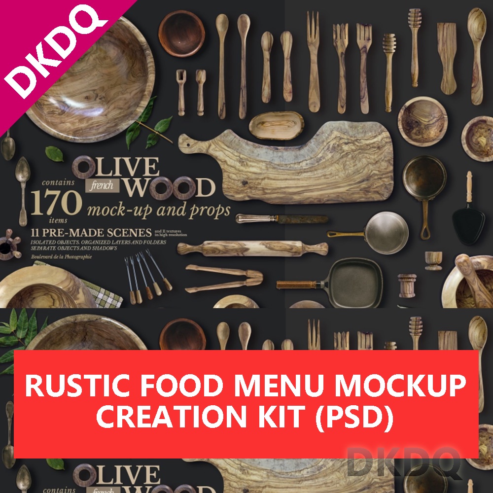 👾 Rustic Food Menu Mockup Creator Kit ATHENA0298 PSD Restaurant Clip ...