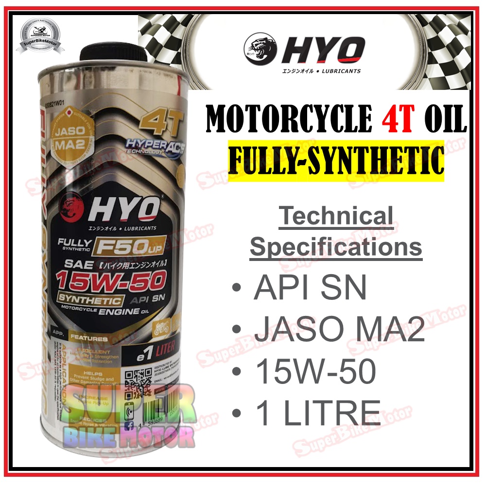HYO Engine Oil Fully Synthetic 15W-50 Motorcycle 4T Oil - 1 Litre ...