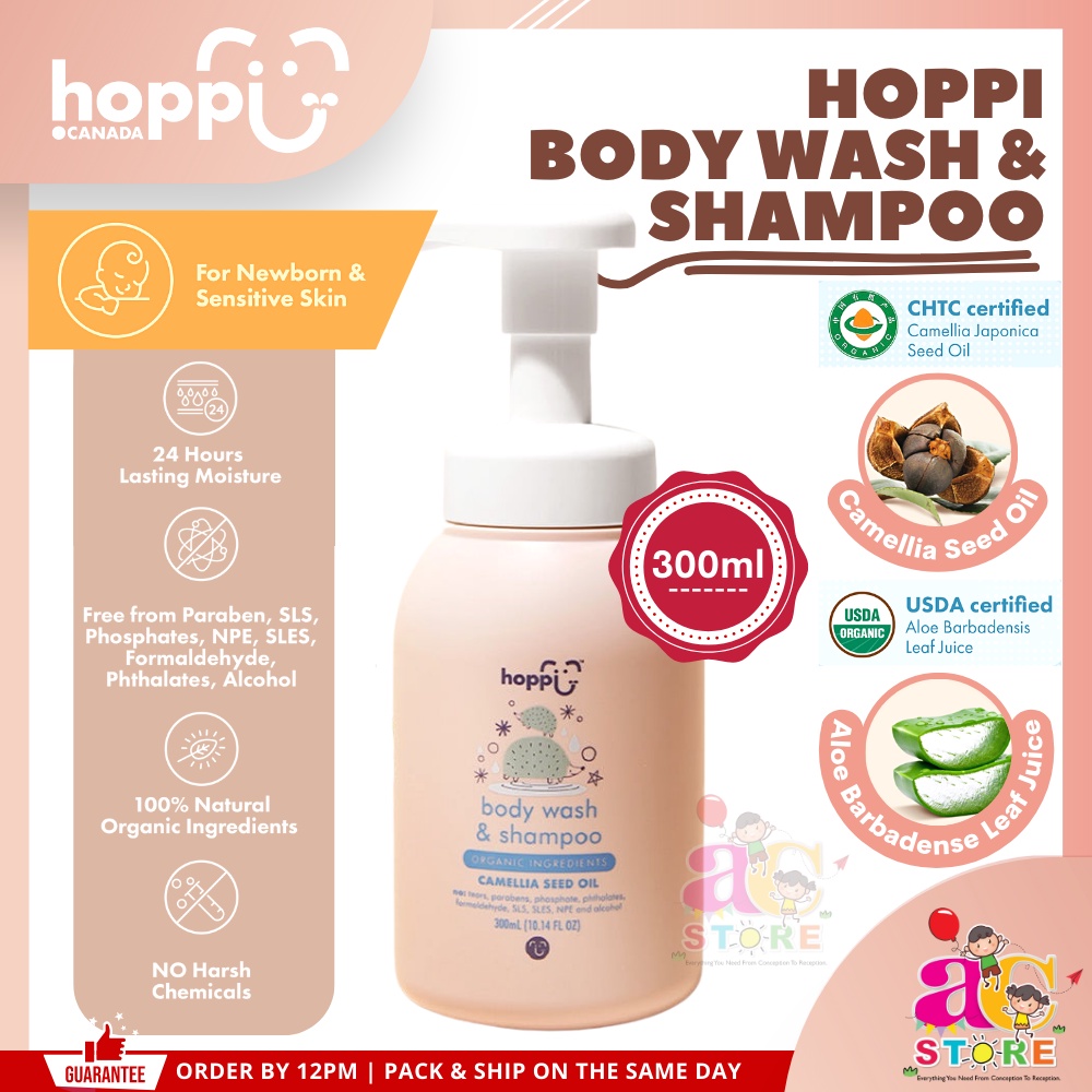 AC- Hoppi 100% Organic Baby Wash & Shampoo (300ml/Bottle) | Shopee Malaysia
