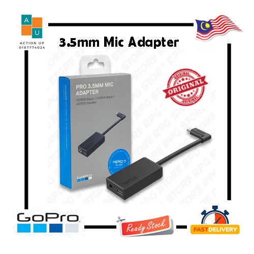 GoPro Pro 3.5mm Mic Adapter for HERO8 / 7 / 6 / 5 Black & HERO5 Session ...