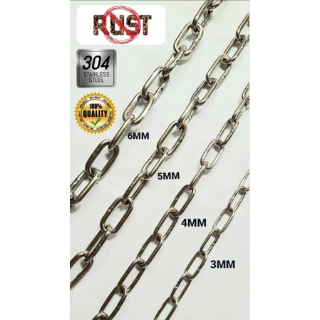 304 FULL STAINLESS STEEL CHAIN/304 RANTAI STANLESS STEEL白钢铁链 | Shopee ...