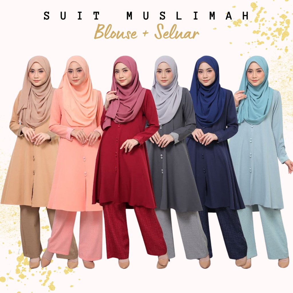 SUIT MUSLIMAH KASHA SET BAJU DAN SELUAR LINEN GAYA RETRO DAN MUSLIMAH ...