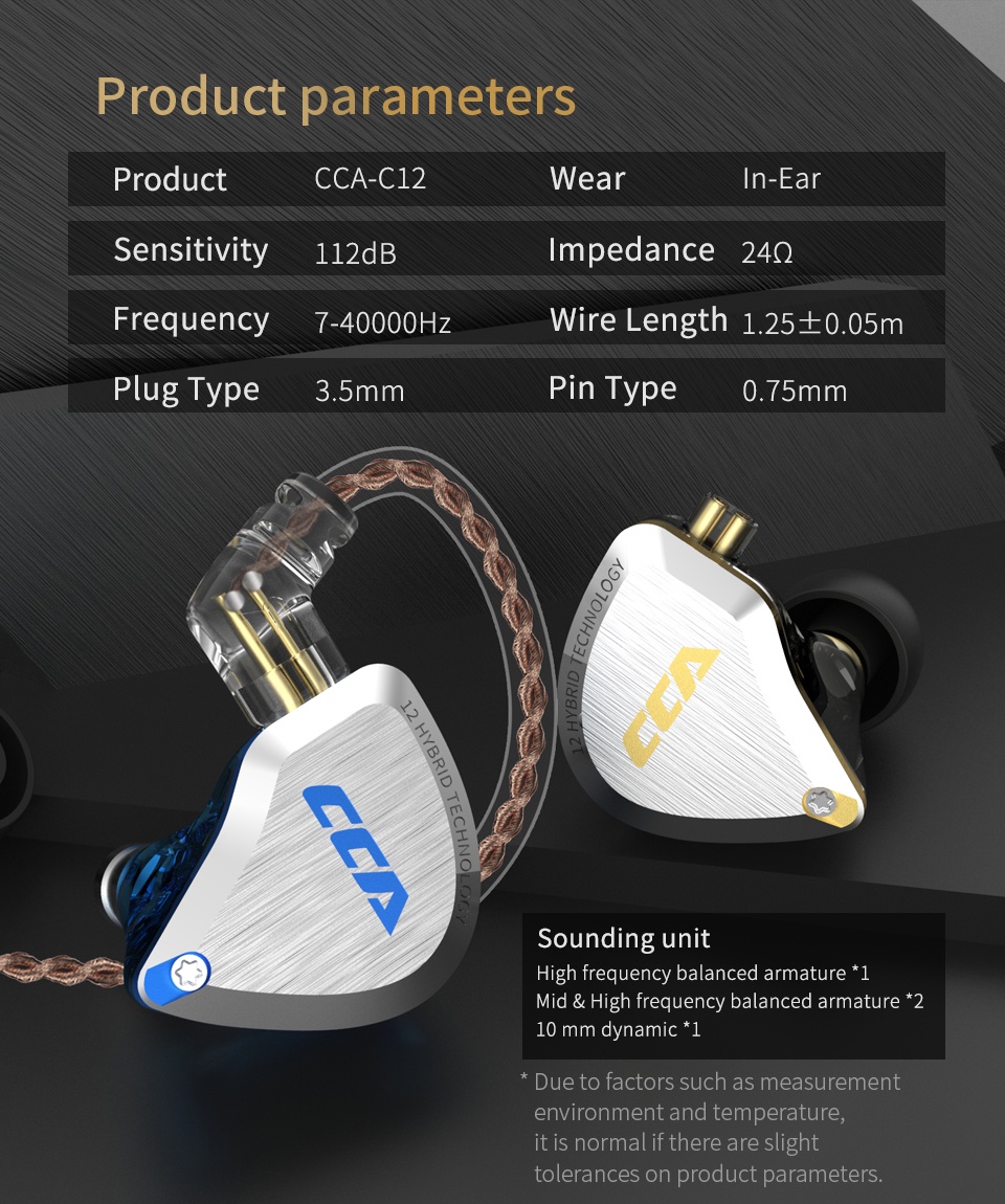 CCA C12 5BA+1DD Hybrid Metal Headset HIFI Bass Earbuds In Ear Monitor ...