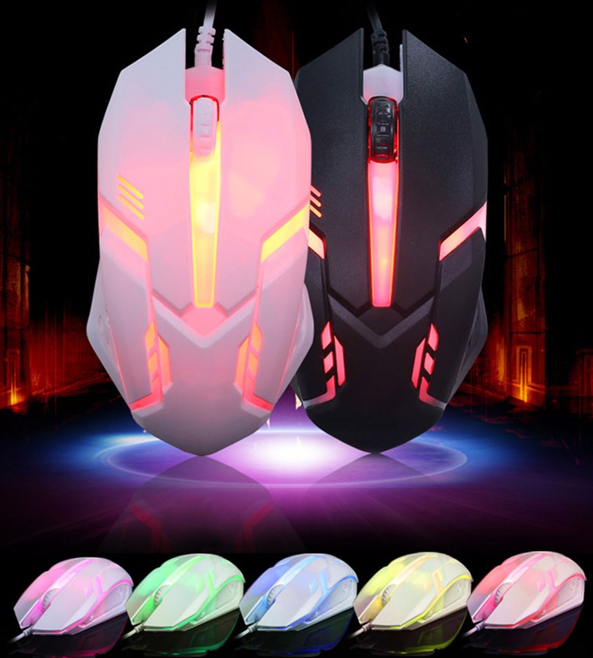 S1 Gaming Mouse 7 Colors LED Backlight USB Wired Gamer Mouse Flank ...