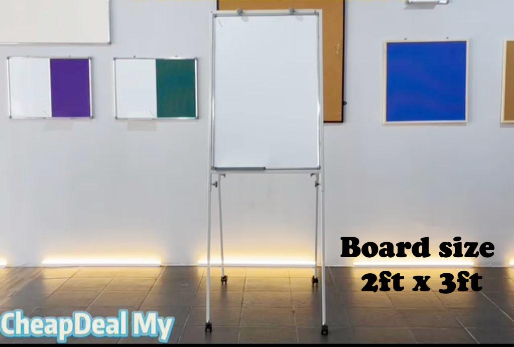 papan putih magnetik flip chart/ Whiteboard Flip Chart board BLACK ...
