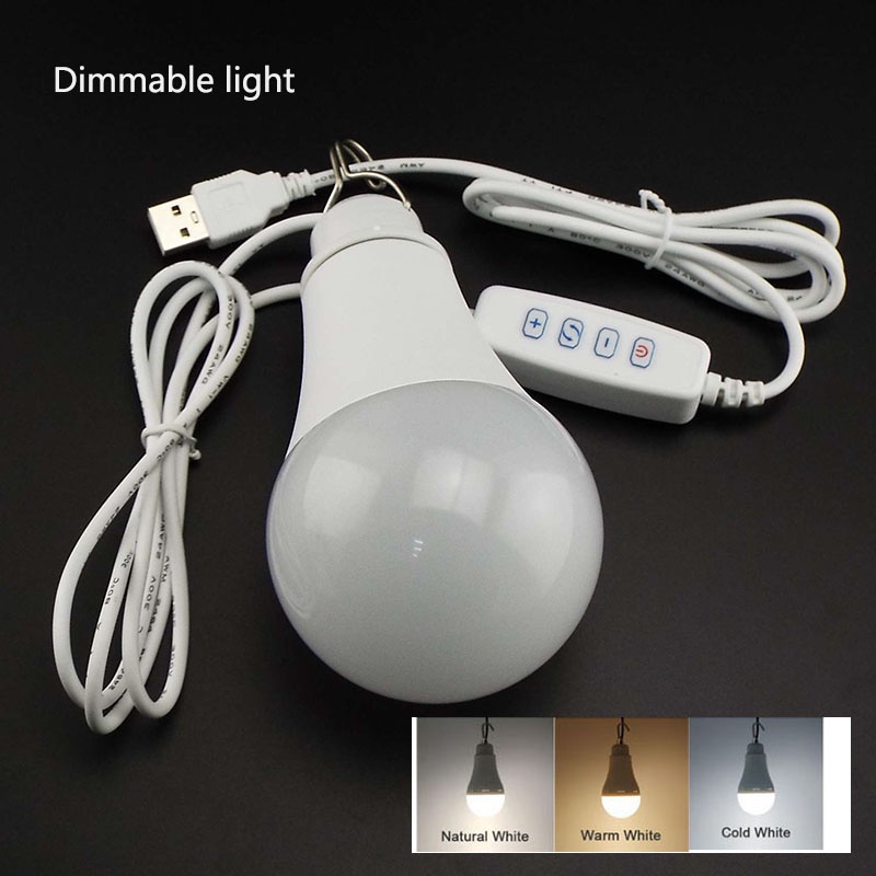 USB LED Bulb Lights 5V 3W 10W Reading Night Lamps Wall Hanging Outdoor for Camping Home Bulbs ...