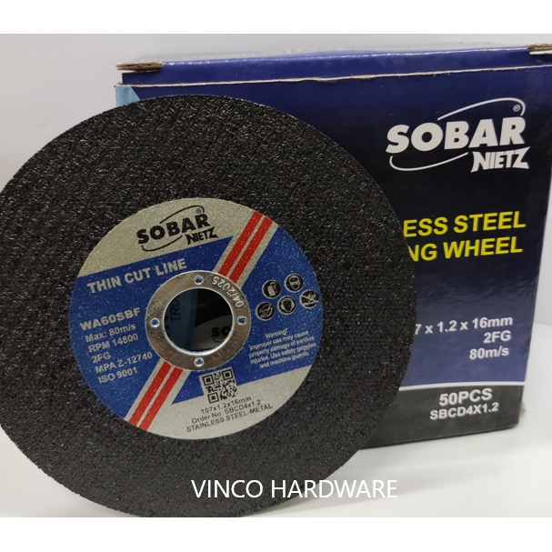 4" x 1.2mm SOBAR Metal / Stainless Steel Cutting Disc / 4 inch mata ...