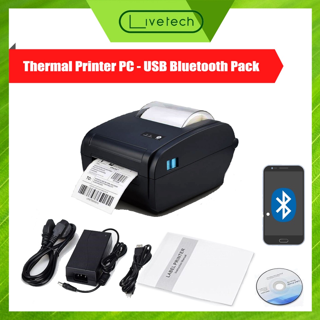 LiveTech Waybill Printer Thermal AWB A6 PDF USB PosLaju J&T Sticker ...