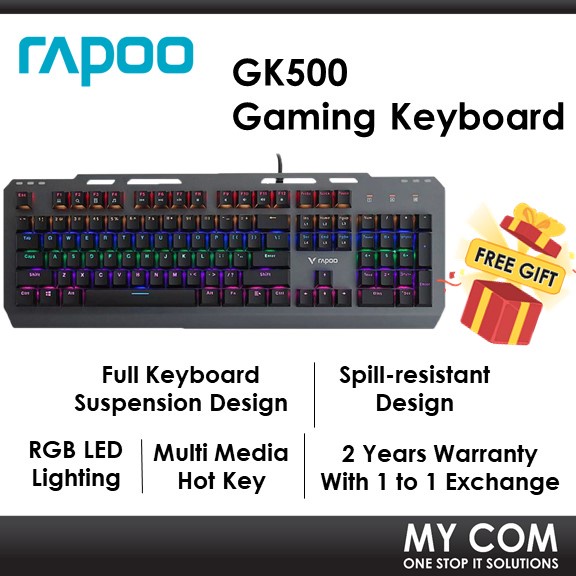 Rapoo GK500 RGB Wired Connection Backlit Mechanical Gaming Keyboard | Shopee Malaysia