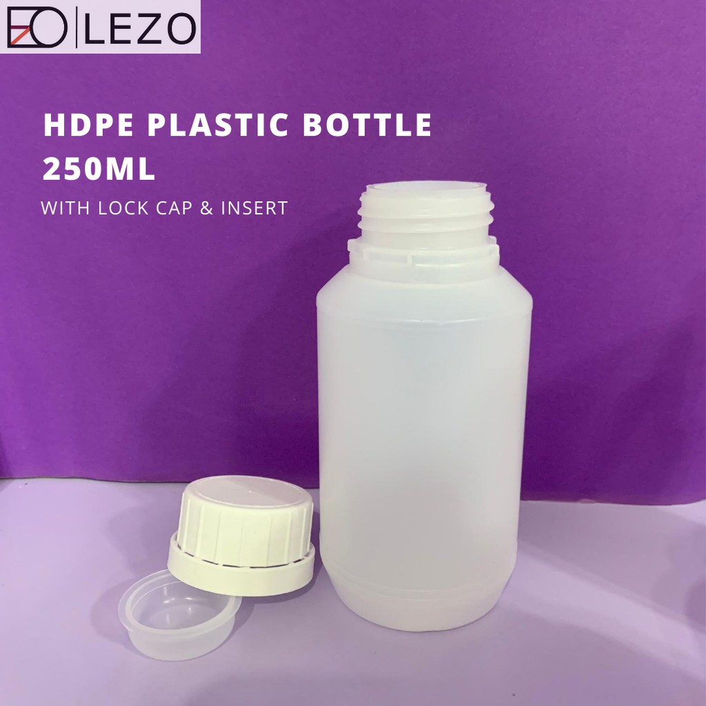 HDPE Round Plastic Bottle/ Botol Plastik HDPE 250ml (Bottle + Lock Cap ...