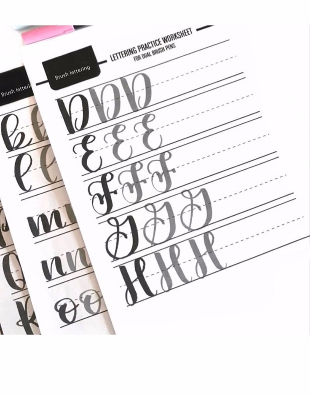 Brush Lettering Practice Papers with Guidance English Calligraphy ...