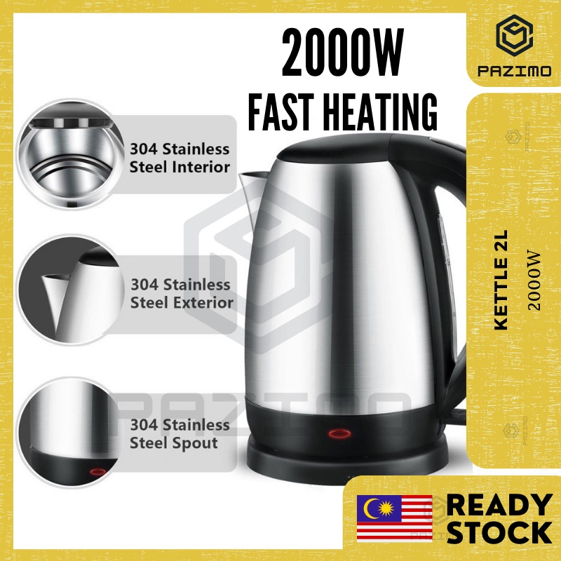 2000w Stainless Steel Electric Automatic Cut Off Jug Kettle 2L | Shopee ...