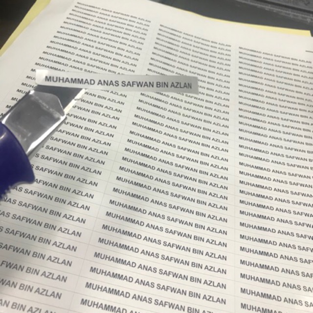 100pcs ++ Sticker label nama anak sekolah STICKER PUTIH/TRANSPARENT ...