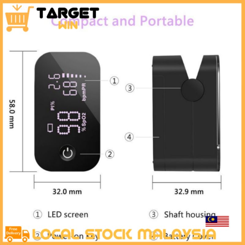 Premium Precise Fingertip Pulse Oximeter 500G LED SpO2 PR PI Darah ...