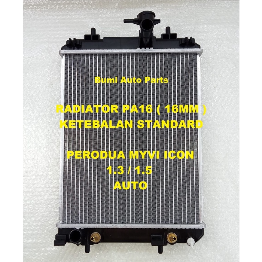 Radiator Myvi Icon Auto - 1.3 / 1.5 Tangki Air Kereta Ketebalan PA16 ...