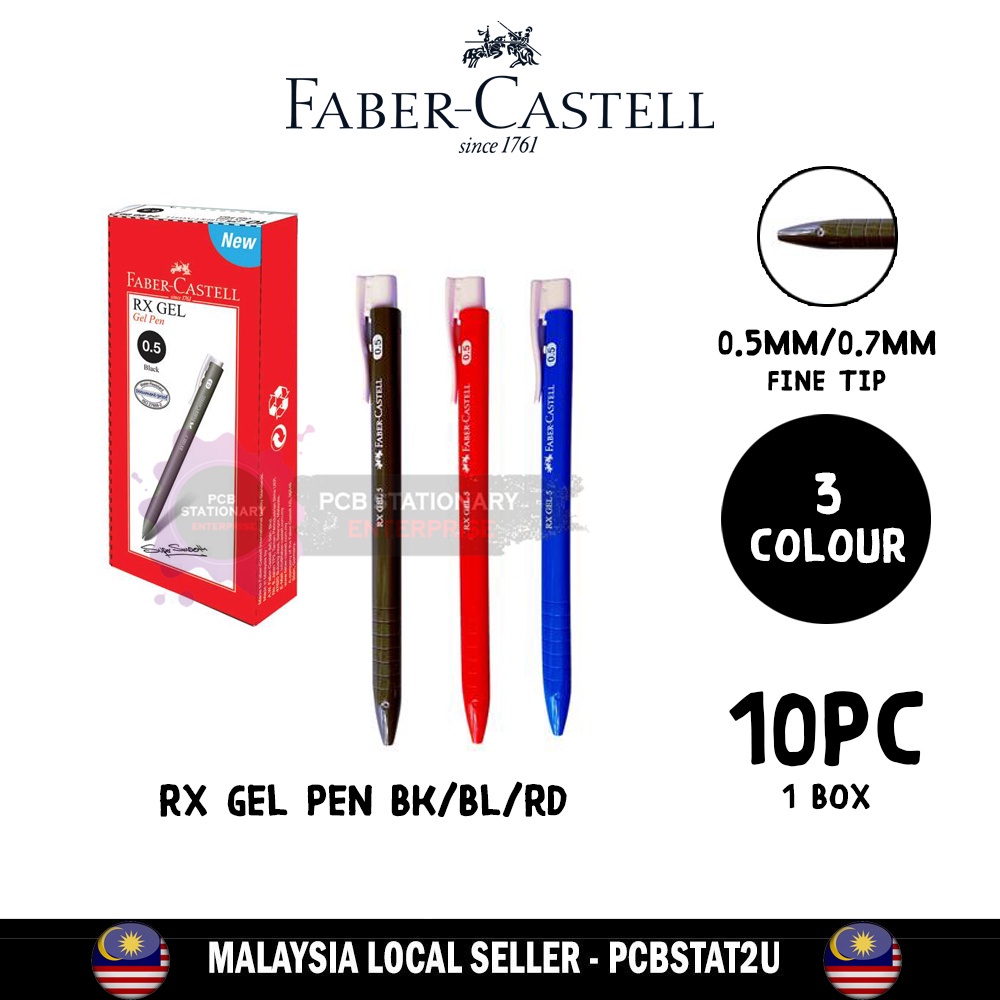 Faber-Castell RX Gel Pen 5/7 0.5/0.7mm - (10'Pc/Box) | Shopee Malaysia