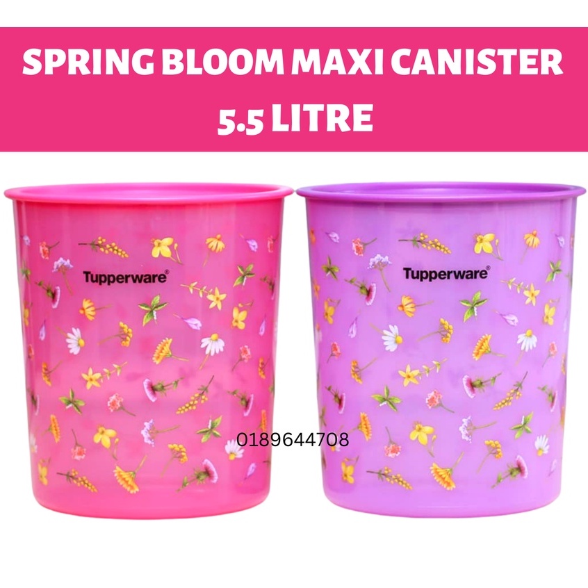 Tupperware Spring Bloom Maxi Canister 5.5L / Royale Blue One Touch ...