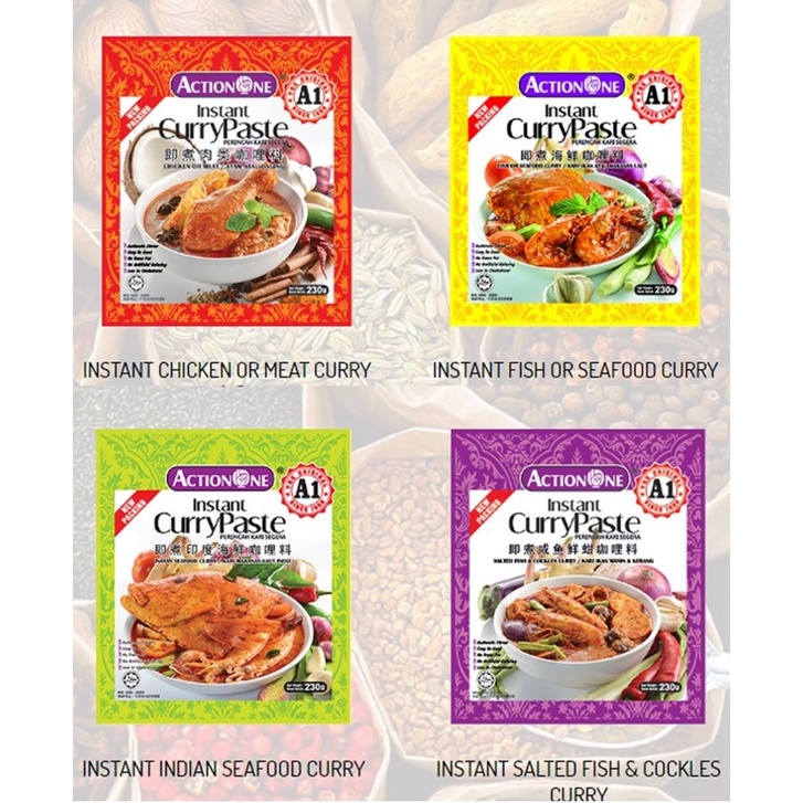 Action One Curry Paste | A1 咖喱即煮料 230g | Shopee Malaysia