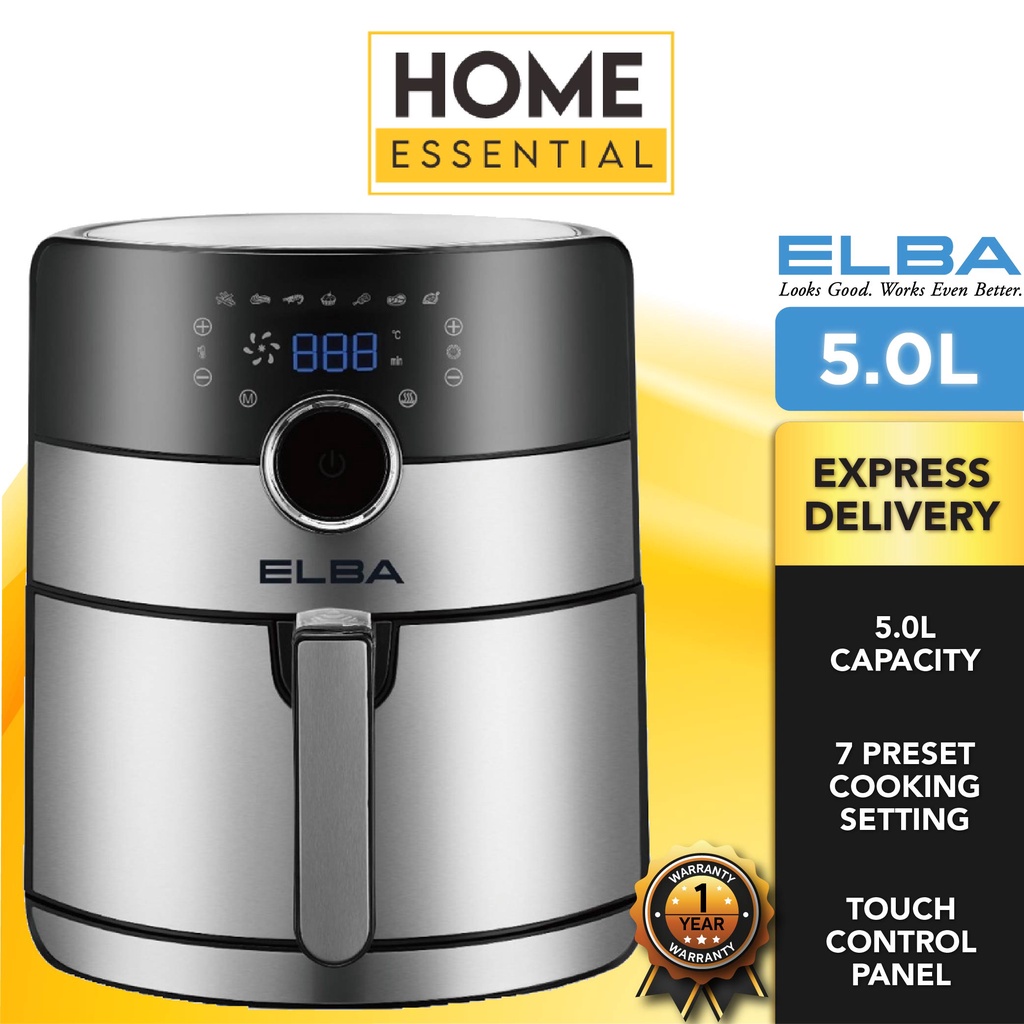 Elba 5.0L Stainless Steel Body Air Fryer With Led Dislay Touch Control ...