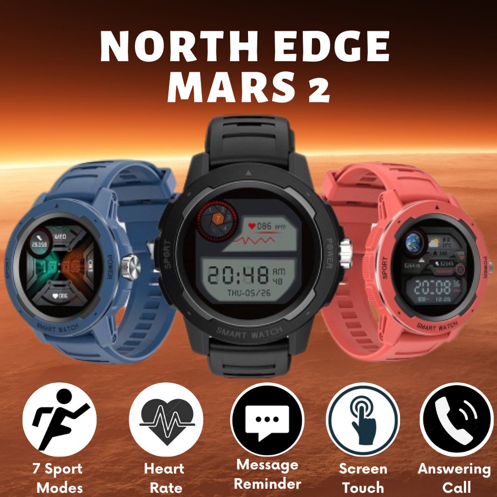 NORTH EDGE MARS2 - Men's Watch Original Waterproof IP68 Heart Rate ...