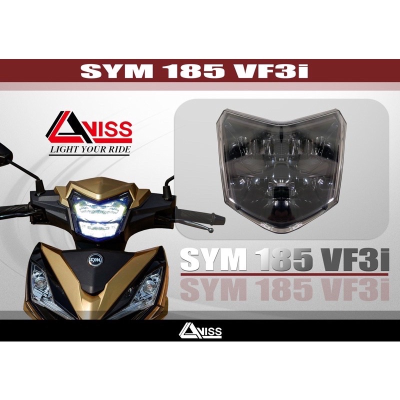 SYM VF3 VF3I VF 3I 185CC HEAD LAMP LED LIGHT LAMP LED SOMKE TINTED ...
