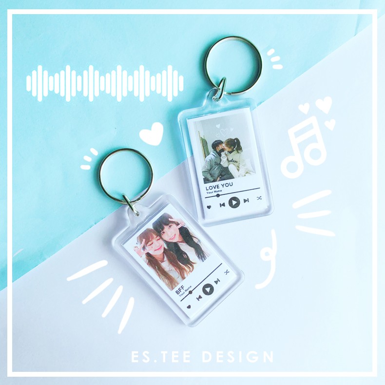 Custom Photo Keychain music player Spotify Song Polaroid Photo ...