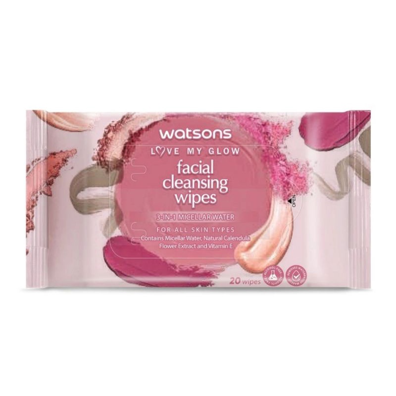 Watson Facial Cleanser Make Up Remover Wipes 20's Tisu Basah Cuci ...