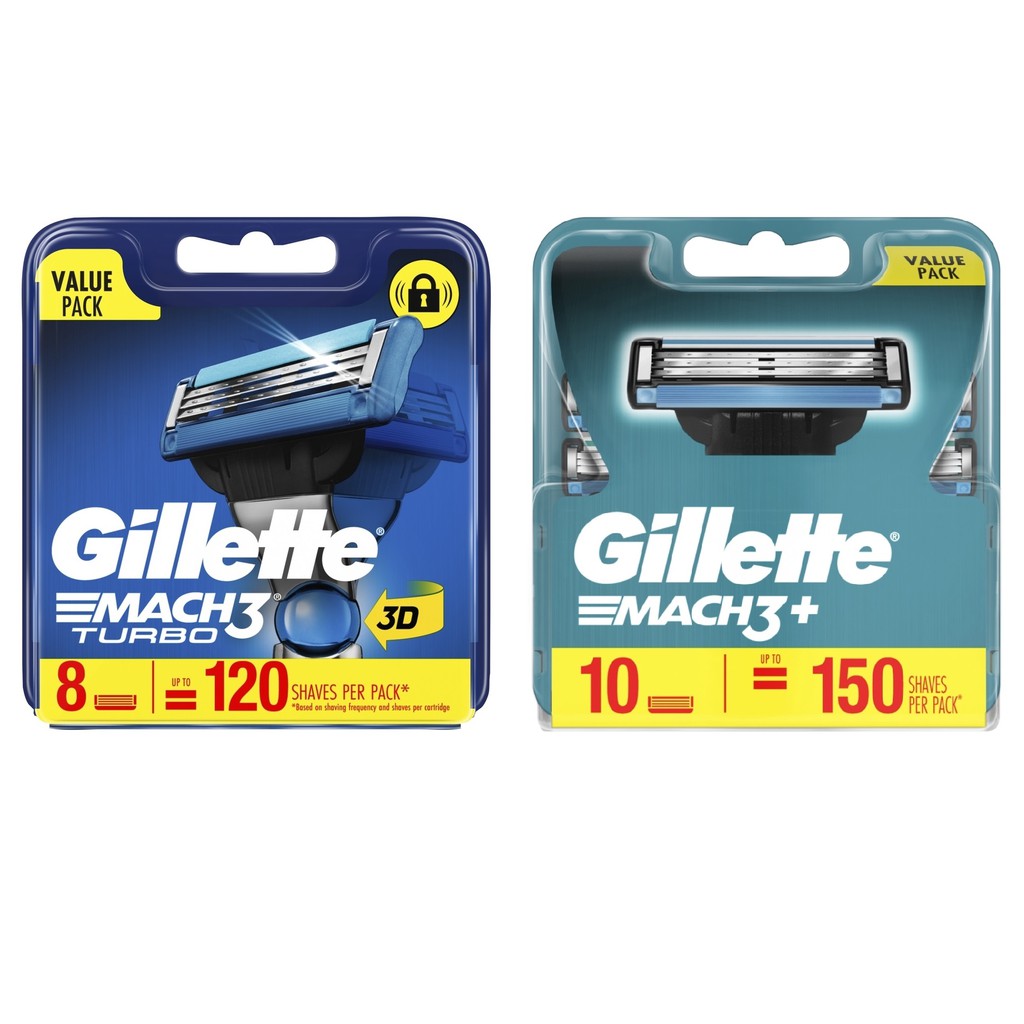 Gillette Men Mach3+ 10's / Mach 3 Turbo 3D Razor Cartridges Blades ...