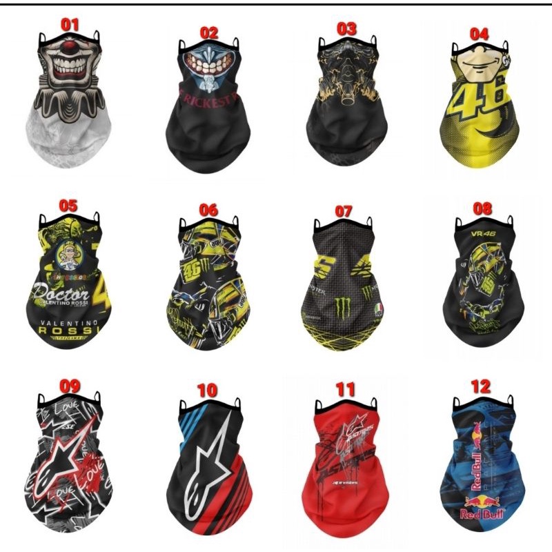 Head buff bandana with ear loop mask muka full sublimation food ...