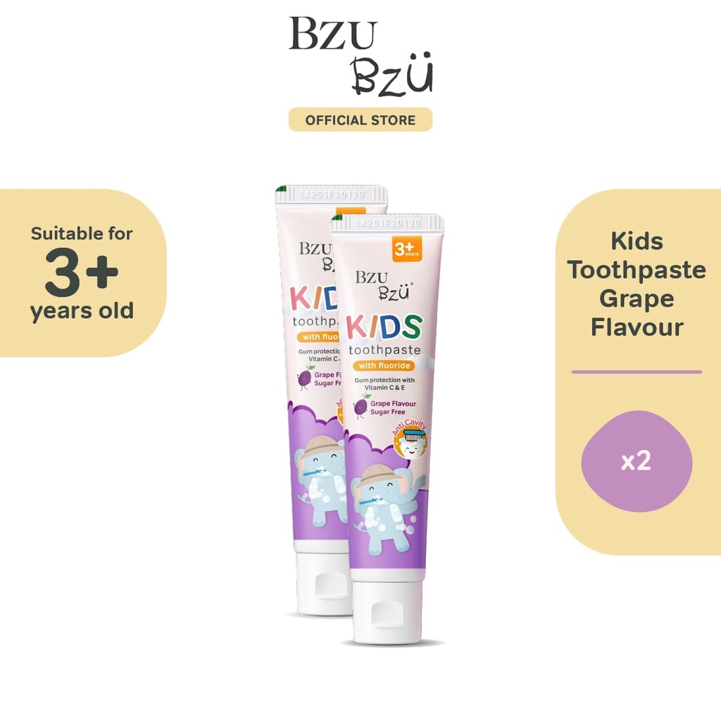 BZU BZU Kids Toothpaste Bundle Deal - Strawberry/Grape/Orange (50g ...