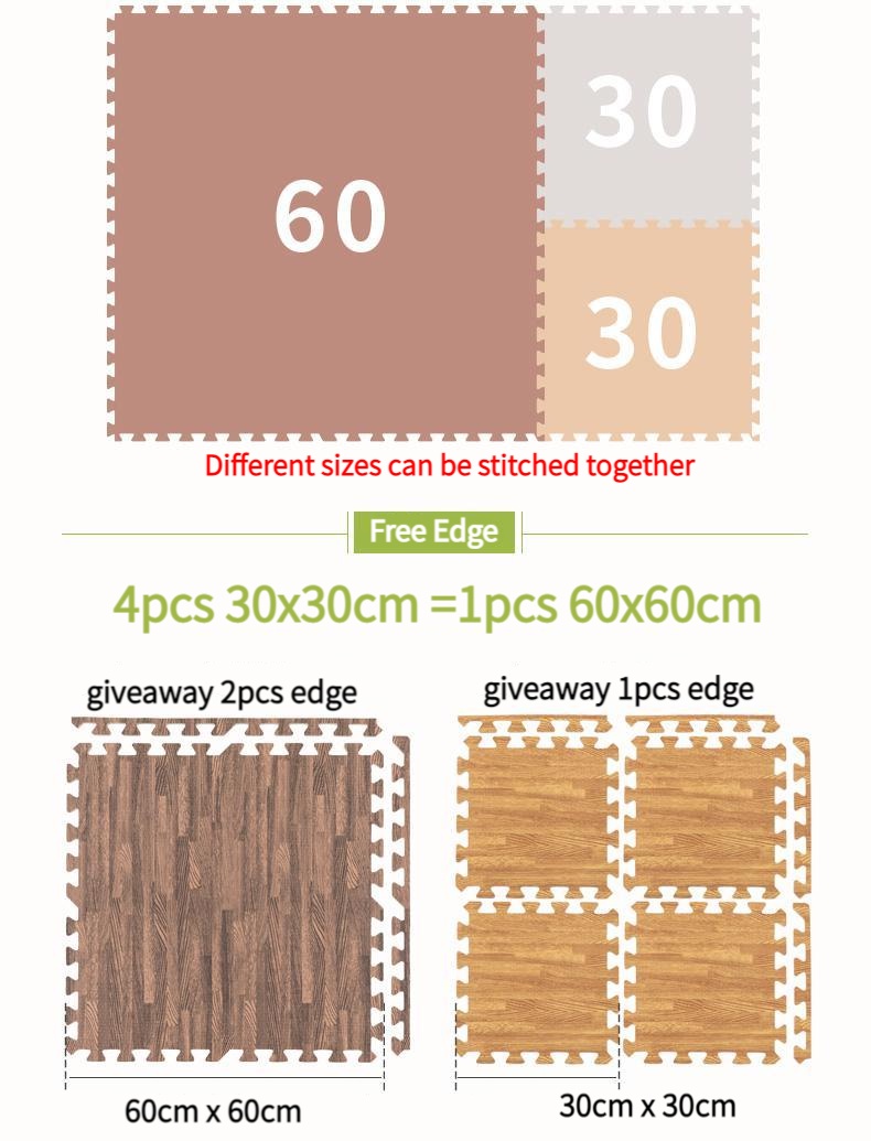 free Edge Floormat Wood Grain Foam Floor Mat Thickened Design ...