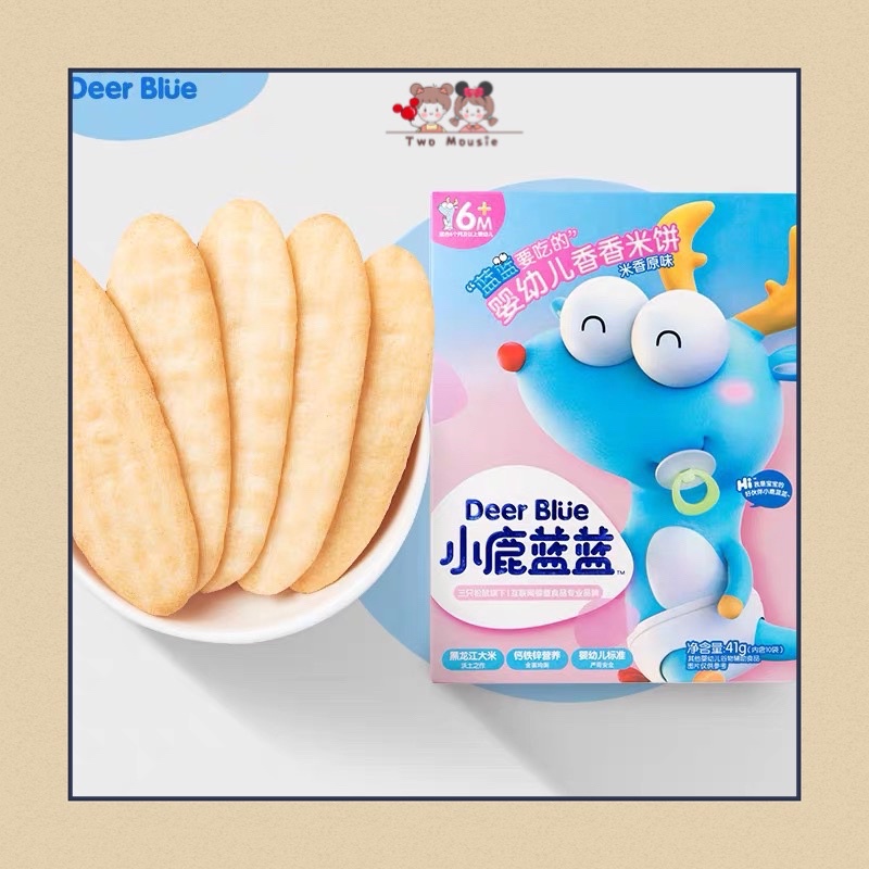 (Ready Stock) Deer Blue Rice Baby Crackers Baby Biscuit Snacks 49g 6m ...