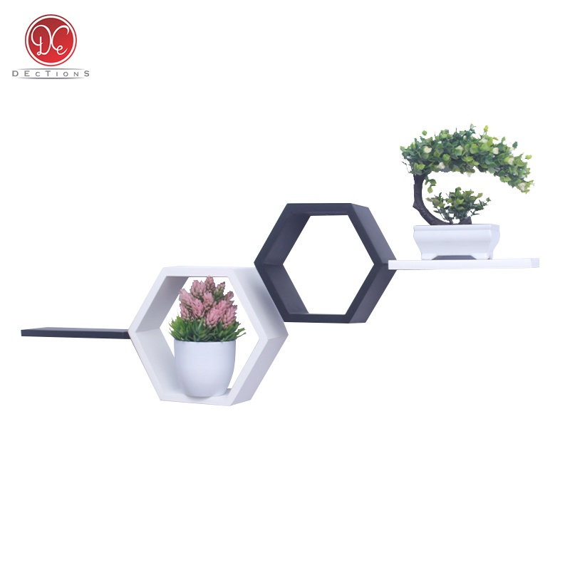 KAYU Dections Minimalist Hexagon Hexagonal Shelf Set Wooden Wall Shelf ...